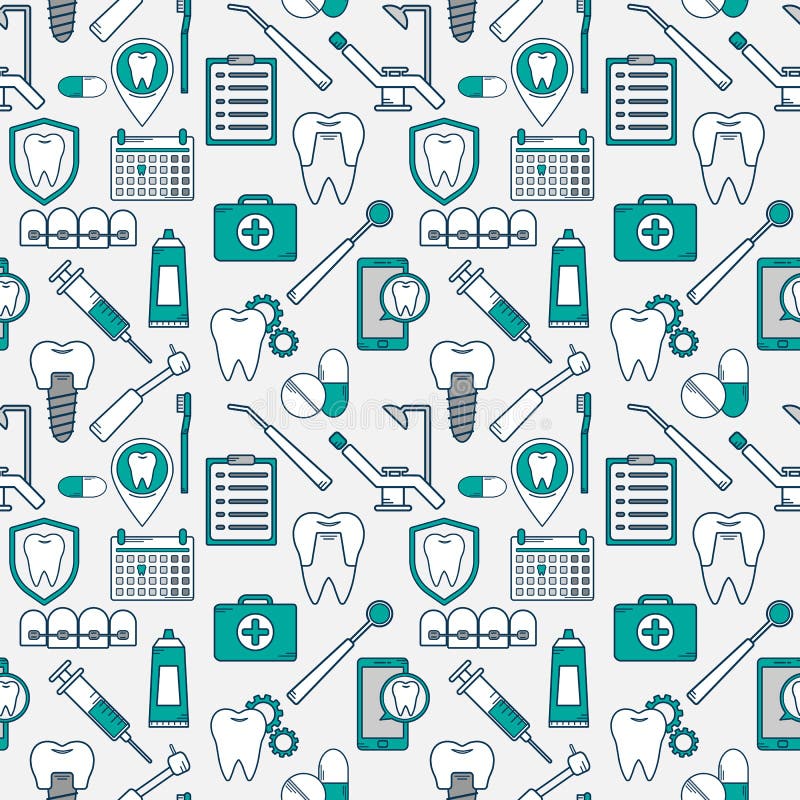 Vector Pattern in a Dental Linear Style Stock Vector - Illustration of ...