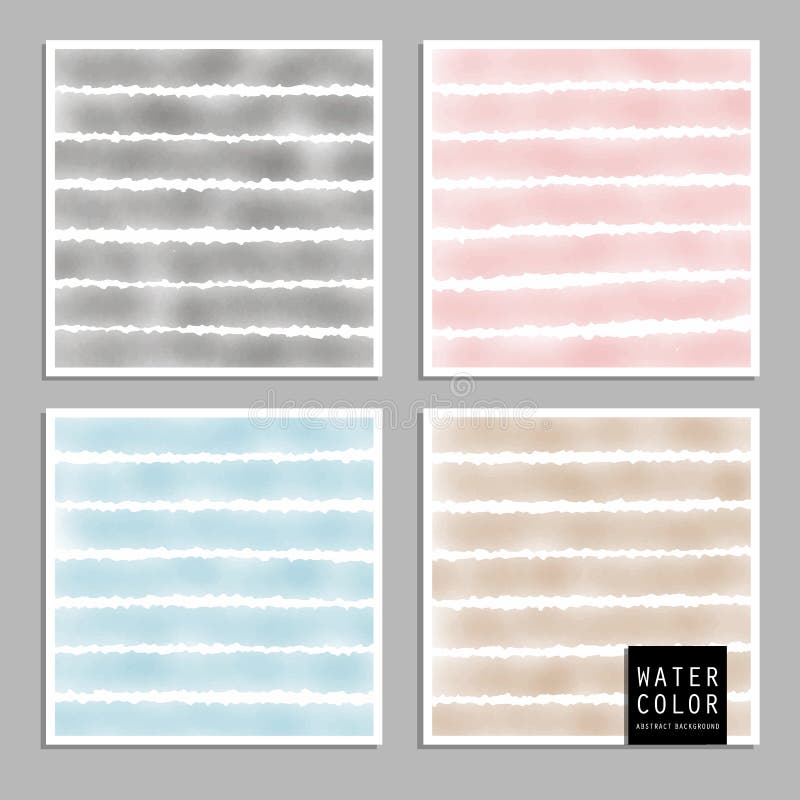 Vector Pattern Design Set with Watercolor Light Stripes. Stock Vector ...
