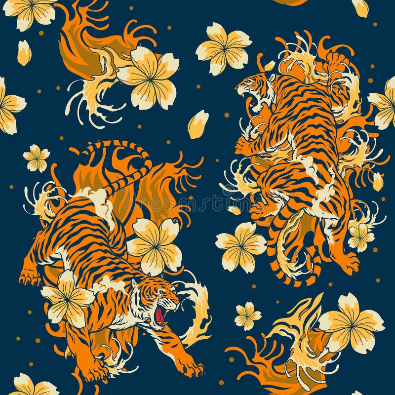 Traditional Tiger Vector Illustration for Sticker or Tattoo Design on ...