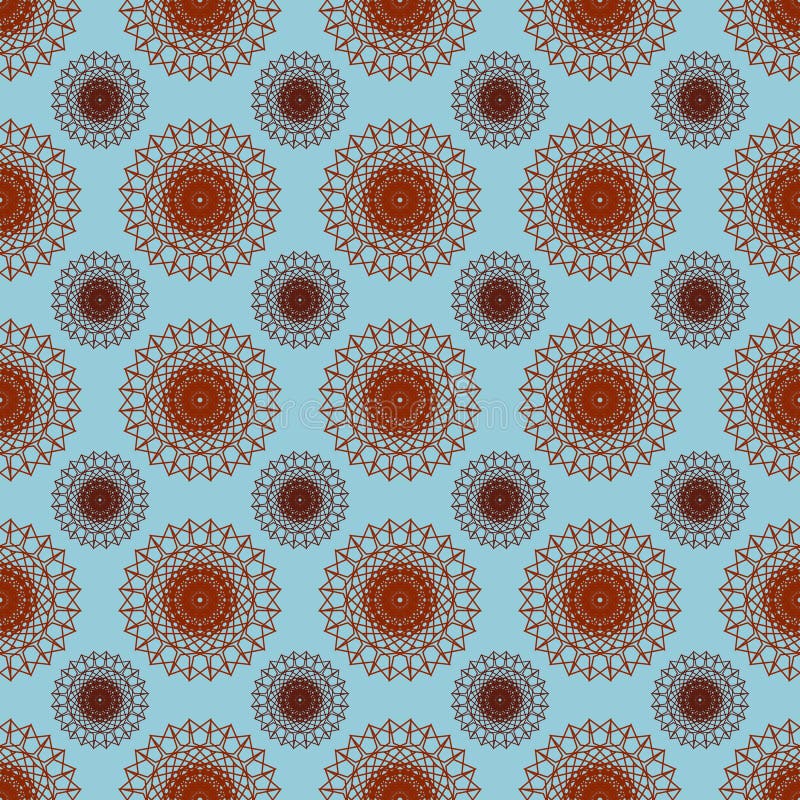 A Large Orange and Small Maroon Mandala with Repeating Geometric Lines ...