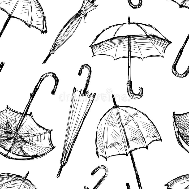 Umbrellas sketches stock vector. Illustration of object - 47228935