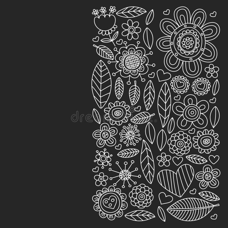 Vector Pattern with Doodle Flowers and Leaves Stock Vector ...