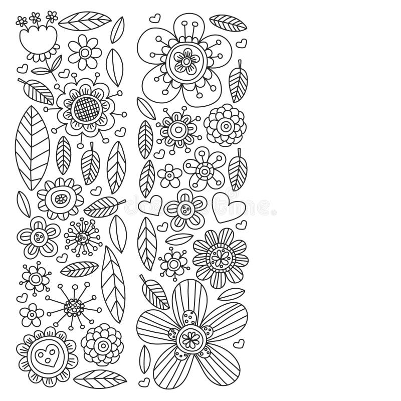 Vector Pattern with Doodle Flowers and Leaves Stock Vector ...
