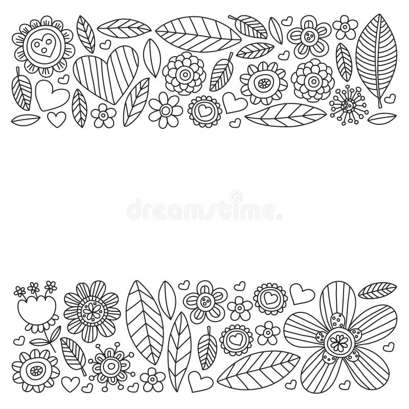 Vector Pattern with Doodle Flowers and Leaves Stock Vector ...