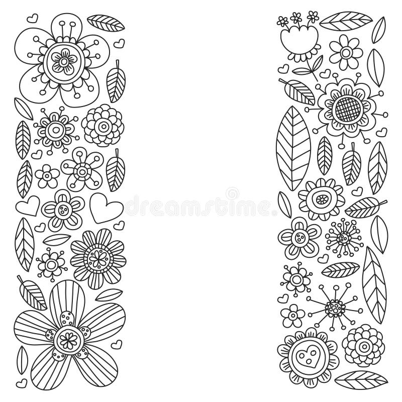 Vector Pattern with Doodle Flowers and Leaves Stock Vector ...