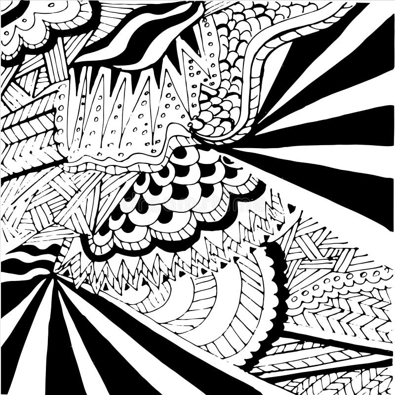 Vector Pattern with Doodles in Black and White Colors Stock Vector ...