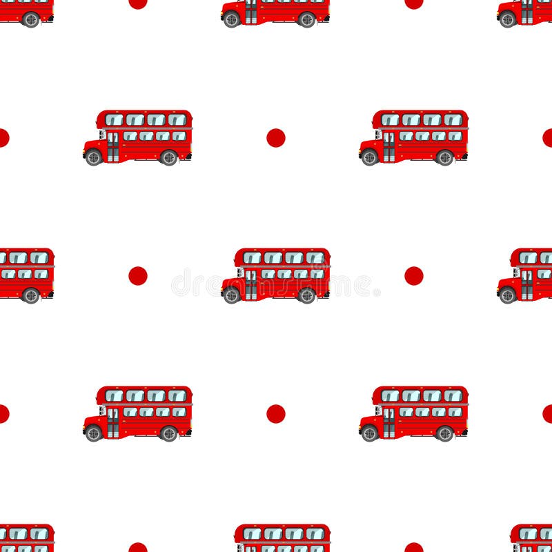 Vector Pattern of English Red Buses. Pattern of Double-decker Red Buses ...