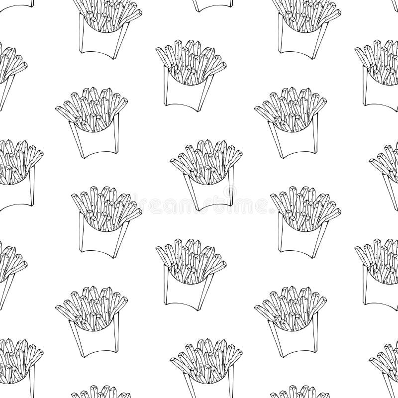 Vector Pattern on the Fast Food Theme: French Fries Box Stock Vector ...