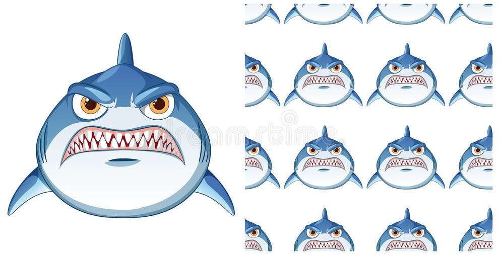 Vector Pattern Featuring Fierce Sharks Stock Vector - Illustration of ...