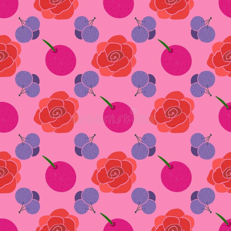 Vector Pattern Florals and Fruits Pattern Design Stock Vector ...