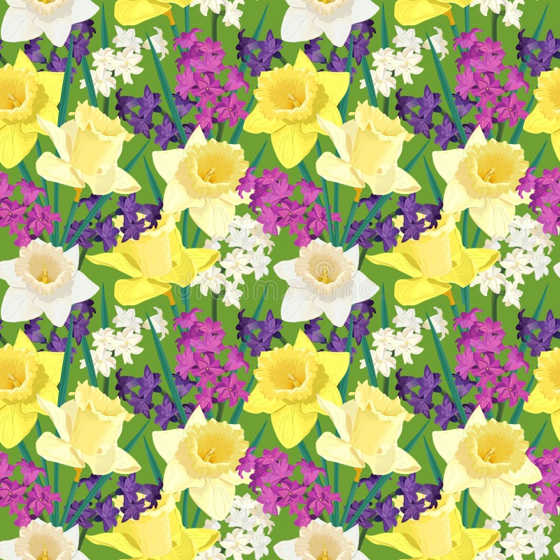 Vector Pattern with Flowers Spring Flowers and Leaves Stock Vector ...