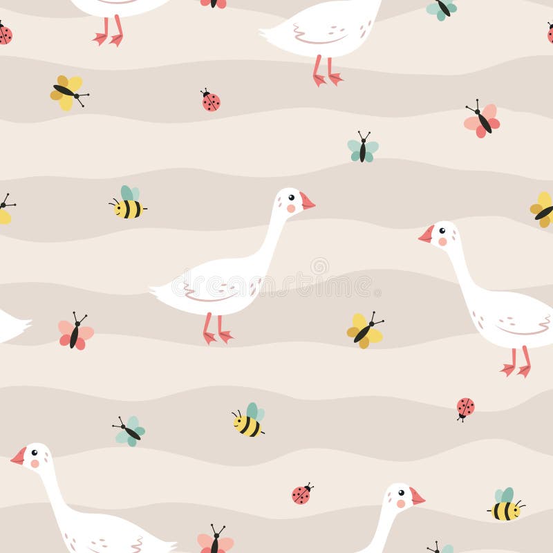 Vector Pattern with Funny Goose Stock Vector - Illustration of funny ...