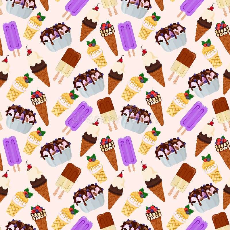 Vector Pattern with Ice Cream. Stock Vector - Illustration of cream ...