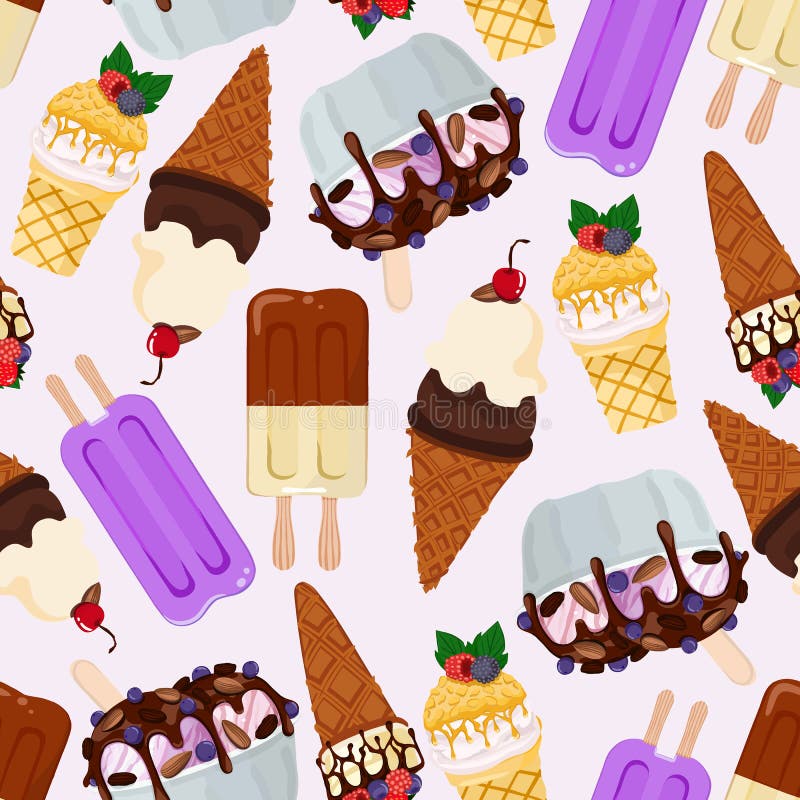 Vector Pattern with Ice Cream. Stock Vector - Illustration of cool ...