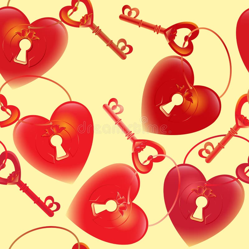 Red heart with keyhole stock vector. Illustration of gold - 26961317