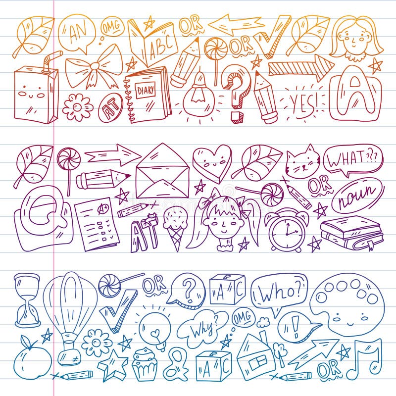 Vector Pattern with Little Children. Kindergarten. Imagination ...