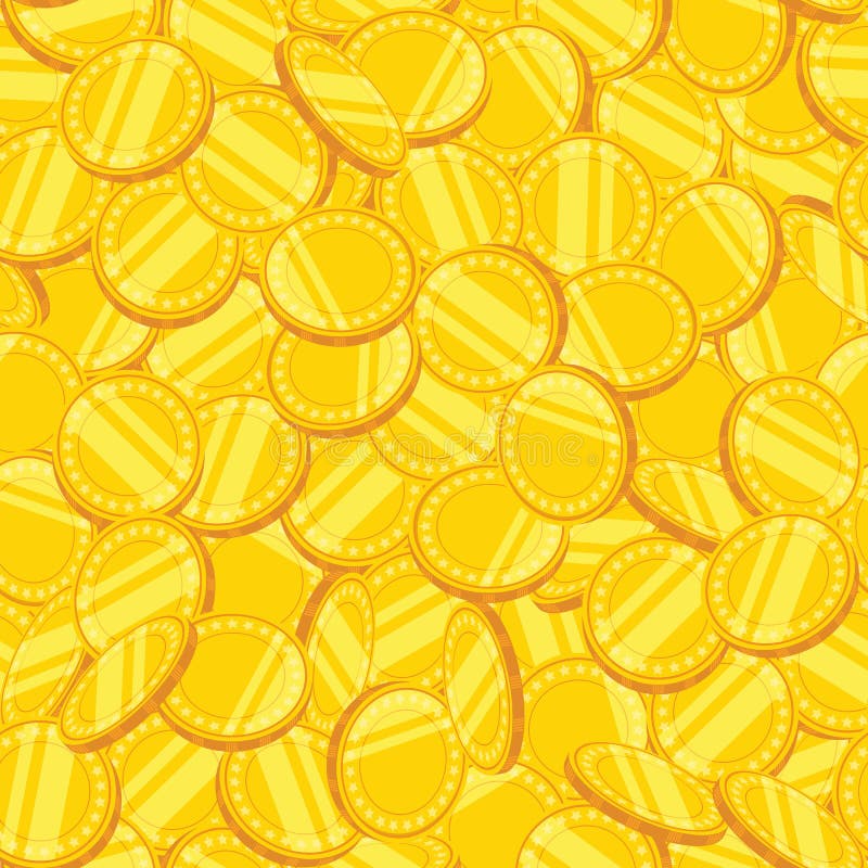 Seamless Pattern of Gold Coins. Vector Illustration. Stock Vector ...
