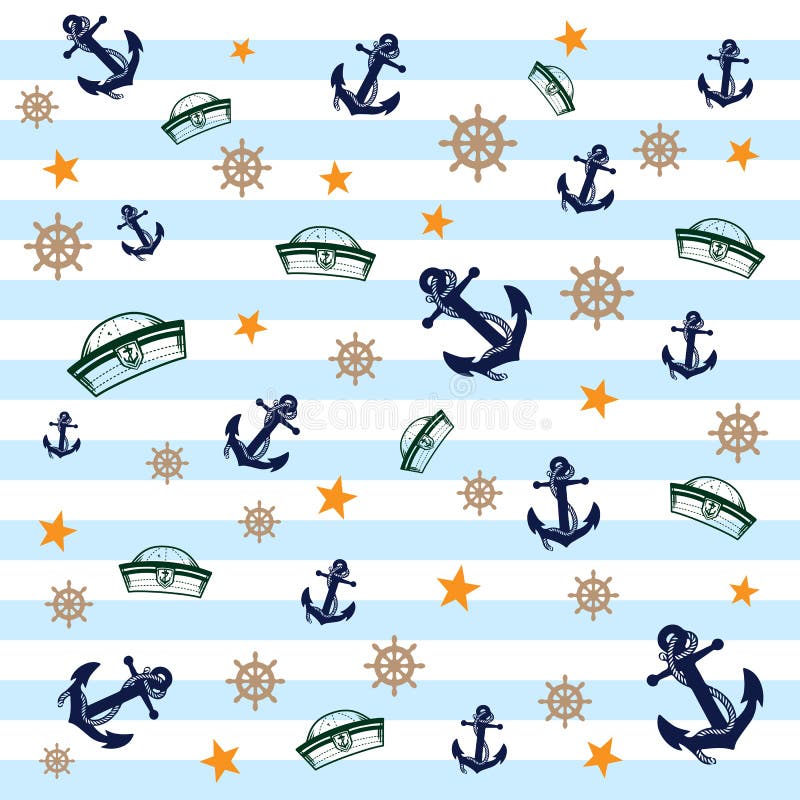 Vector Pattern with Marine Paraphernalia, Template for the Day of the ...