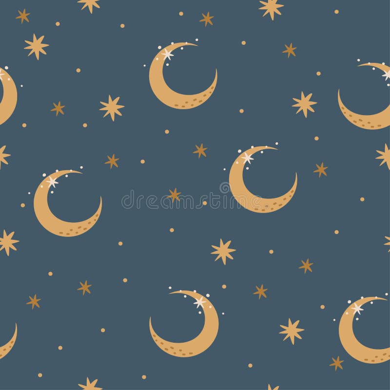 Vector Pattern. Moon, Crescent Moon and Stars Stock Vector ...
