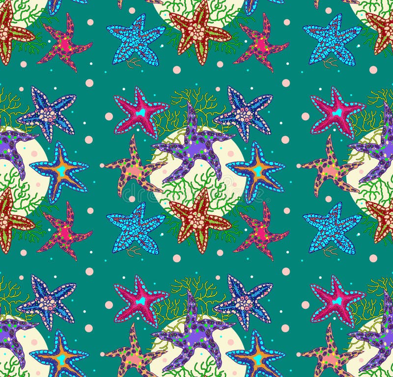 Vector Pattern Multicolored Starfish Stock Illustration - Illustration ...