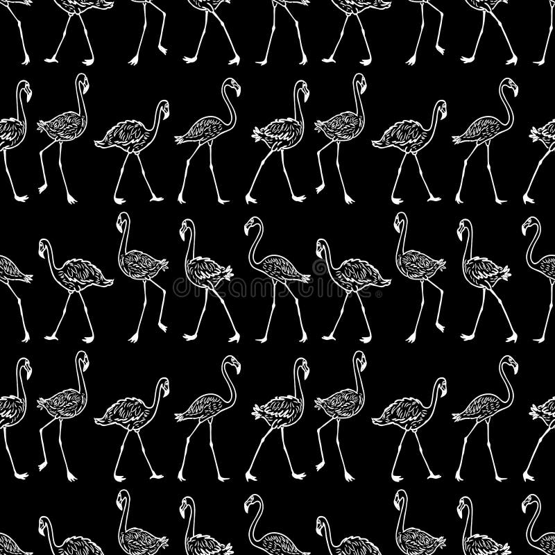 Seamless Background of Walking Cartoon Flamingos Stock Vector ...
