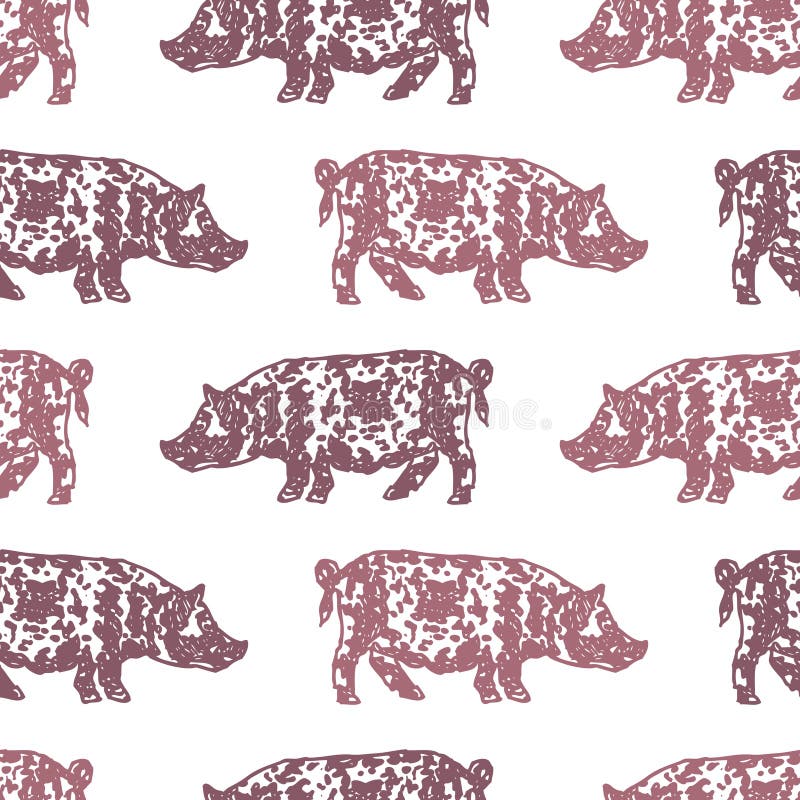 Seamless Background of Spotted Pigs Stock Vector - Illustration of ...