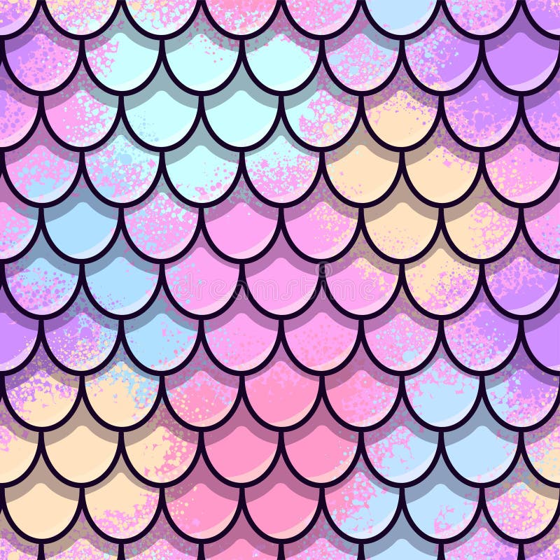 Vector Pattern with Pink and Blue Mermaid Scales Stock Vector ...