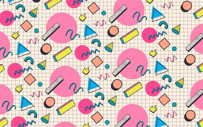 Vector Pattern 80s. Abstract Geometric Shapes Background Stock ...
