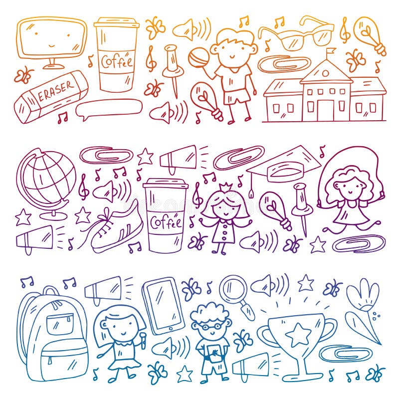 Vector Pattern with School Icons. E-learning, Online Education. Stock ...