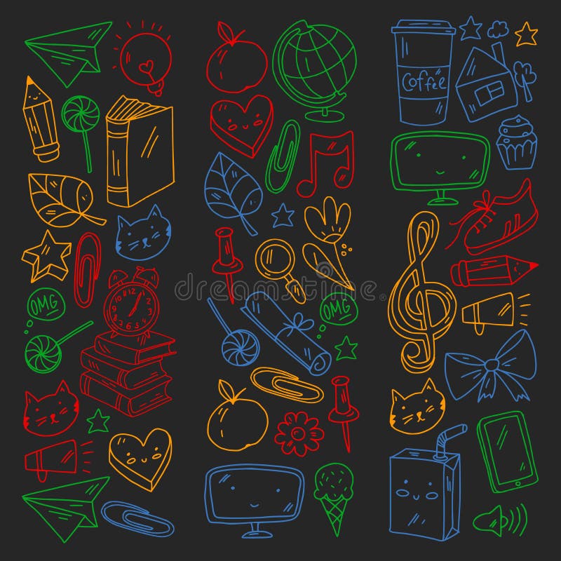 Vector Pattern with School Icons. E-learning, Online Education. Stock ...