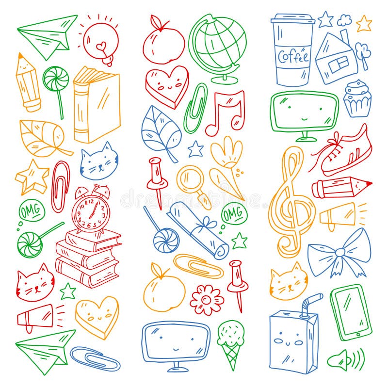 Vector Pattern with School Icons. E-learning, Online Education. Stock ...