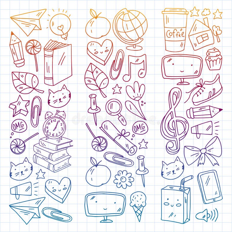 Vector Pattern with School Icons. E-learning, Online Education. Stock ...