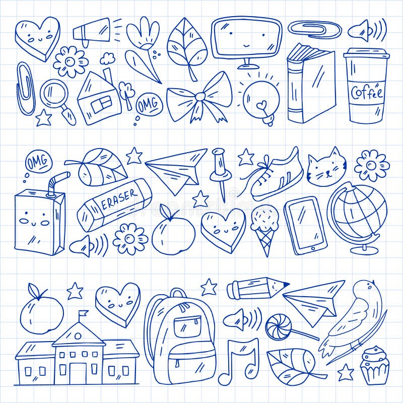 Vector Pattern with School Icons. E-learning, Online Education. Stock ...