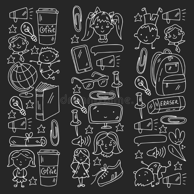 Vector Pattern with School Icons. E-learning, Online Education. Stock ...