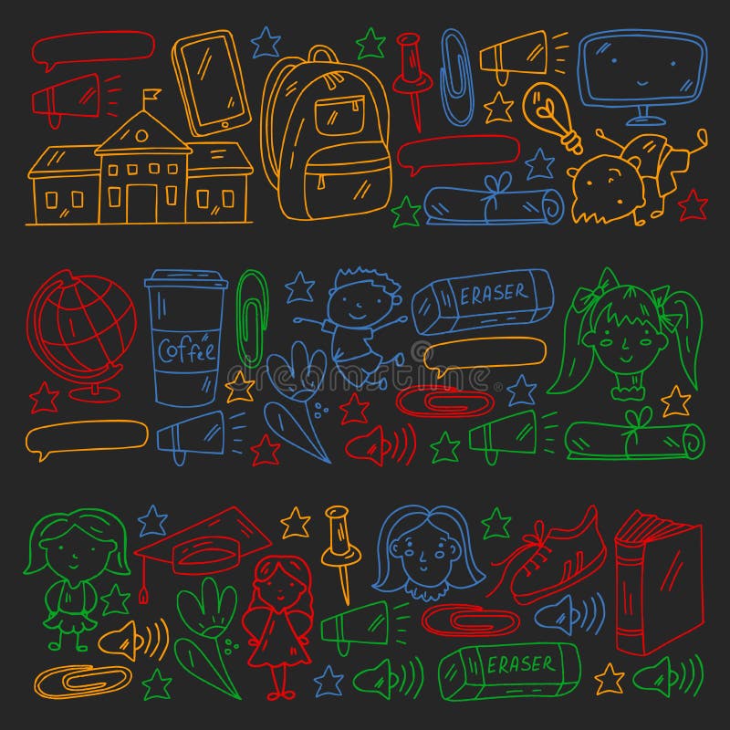 Vector Pattern with School Icons. E-learning, Online Education. Stock ...