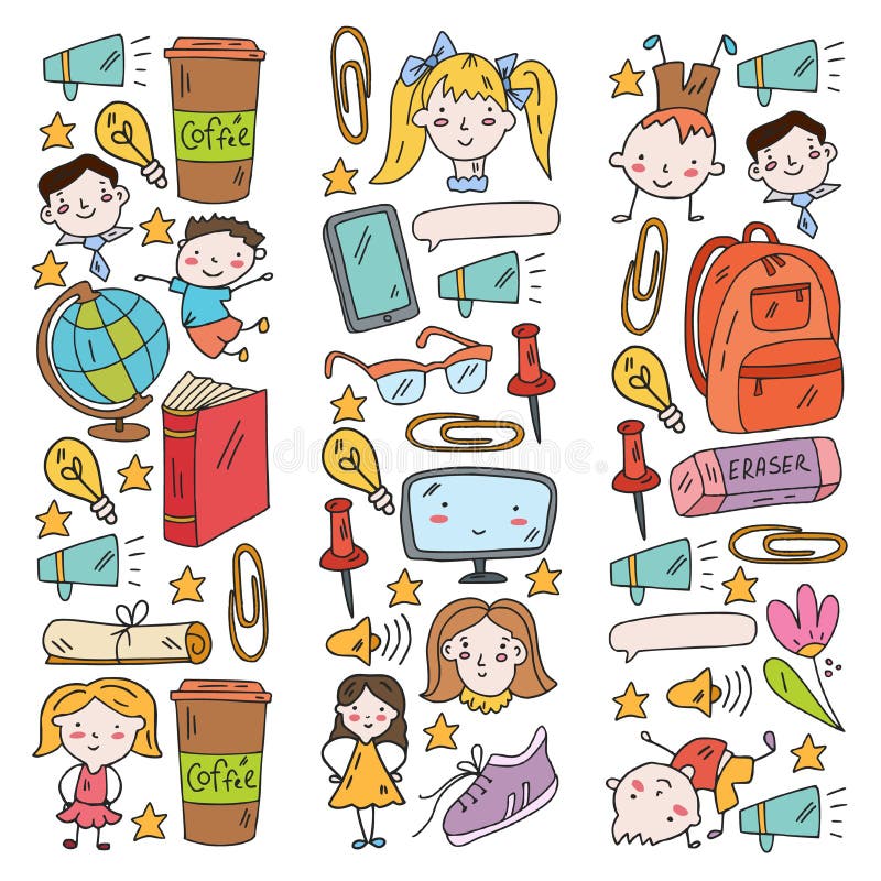 Vector Pattern with School Icons. E-learning, Online Education. Stock ...