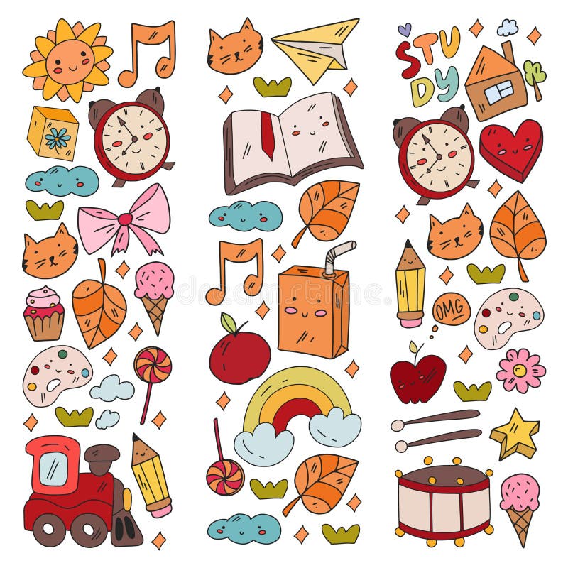 Vector Pattern with School Icons. E-learning, Online Education. Stock ...