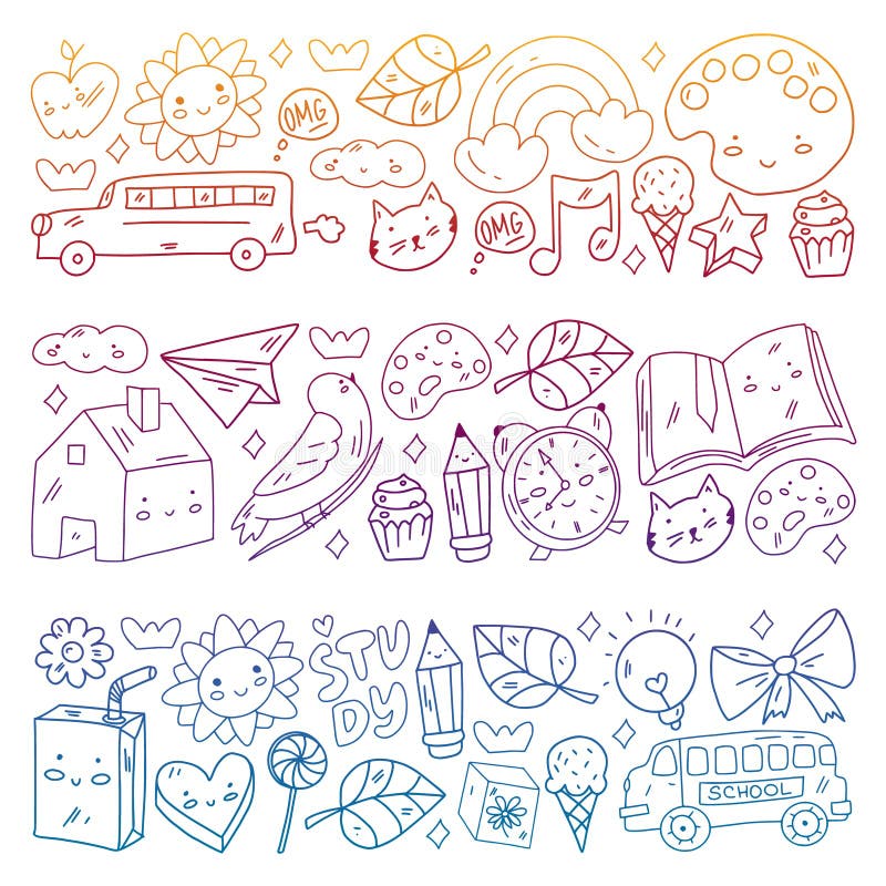 Vector Pattern with School Icons. E-learning, Online Education. Stock ...