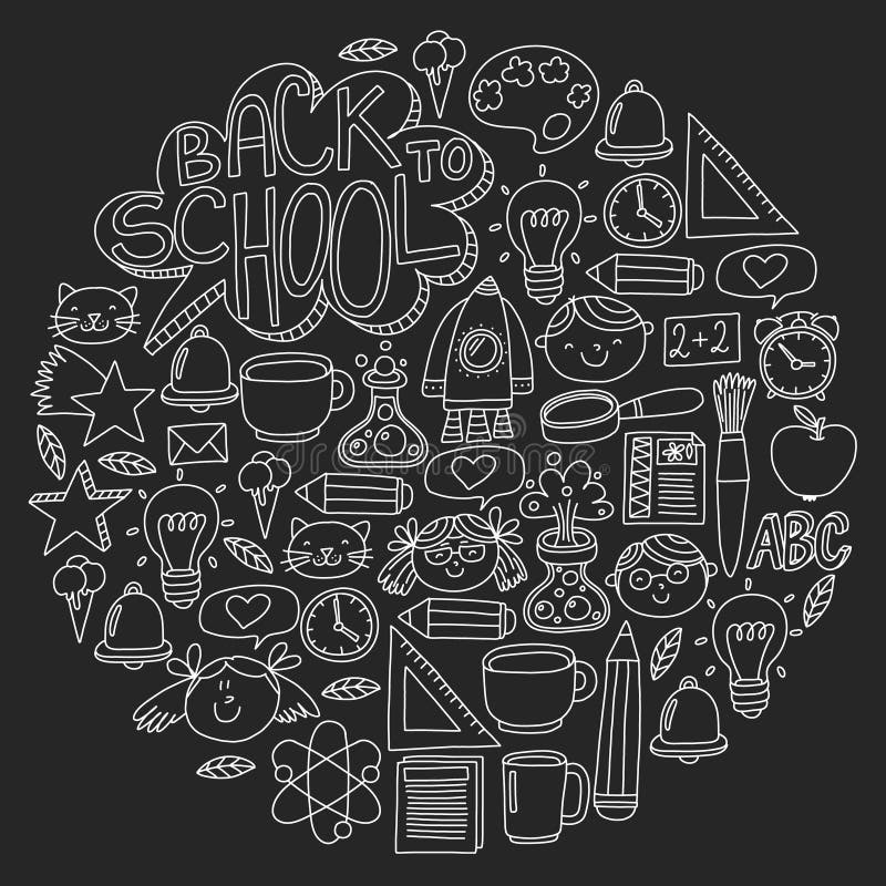 Seamless Pattern of Hand Drawn Doodle Symbols and Numbers. Scribble ...