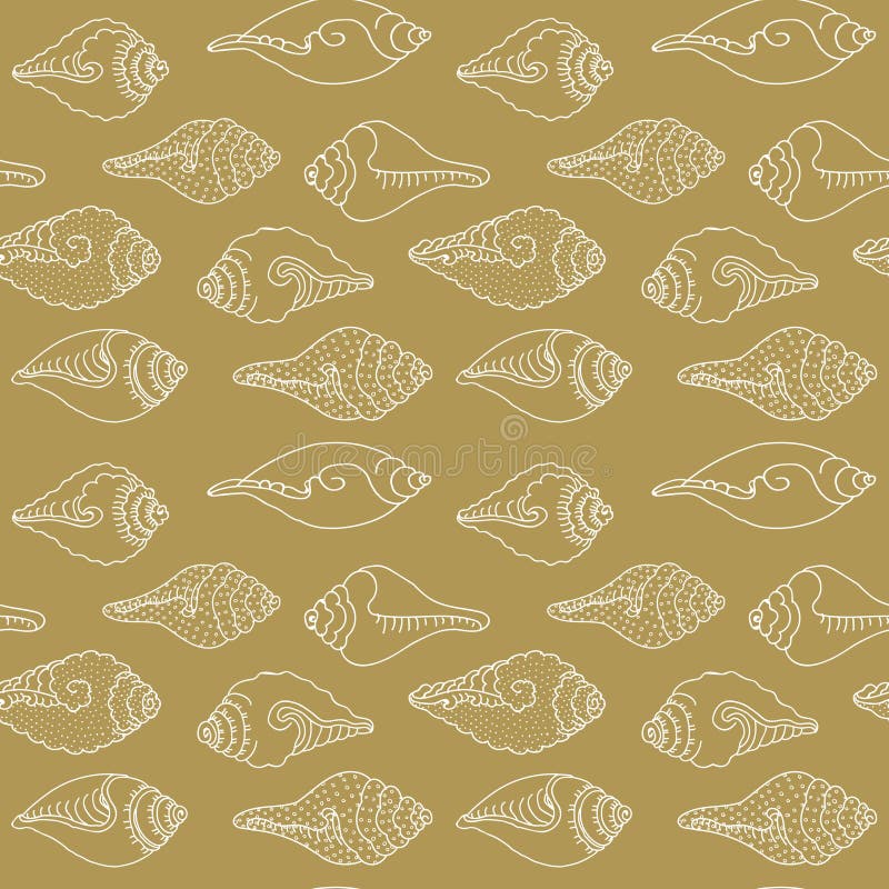 Vector Pattern with Sea Shells. Geometric Wave Background. Stylish ...