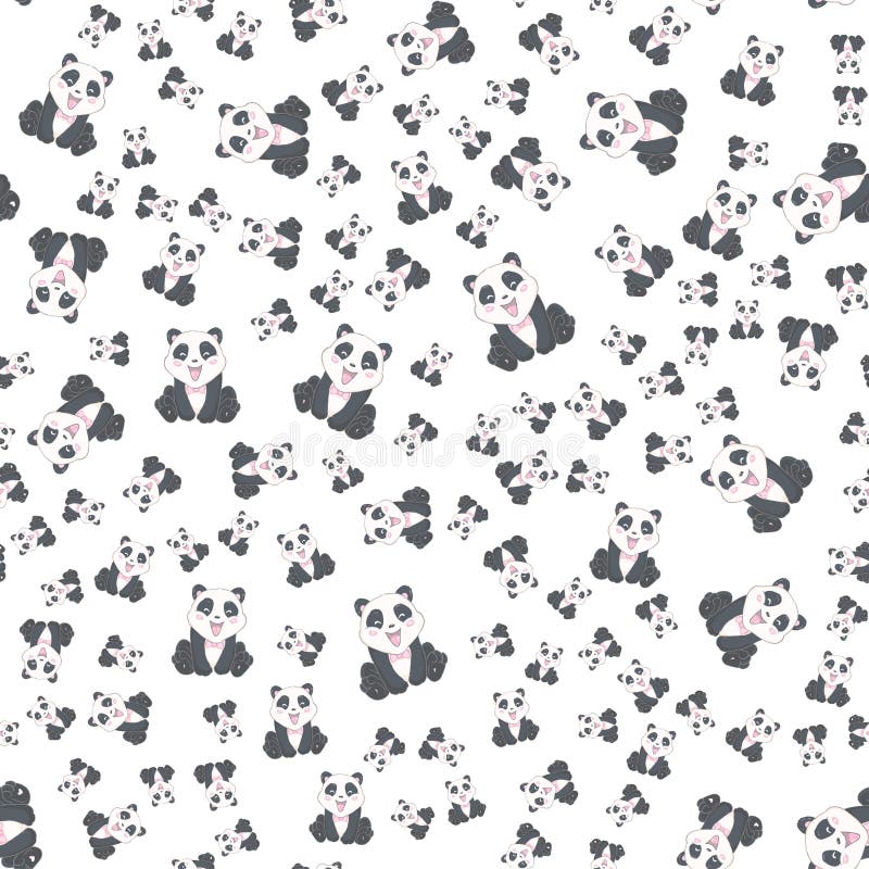 Vector Pattern: Seamless Panda Bear Pattern on Light Pink Background ...