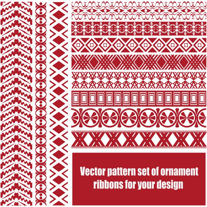 Vector Pattern Set of Ornament Ribbons / Strips for Your Design Stock ...