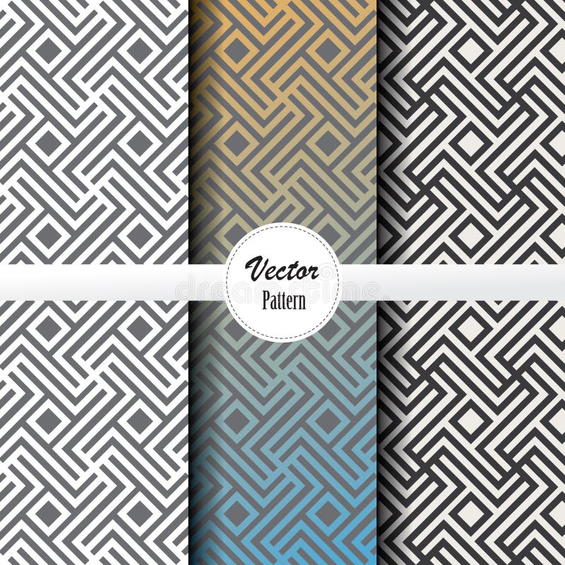Vector Pattern Set of Stripe Line and Square at Center in Different ...