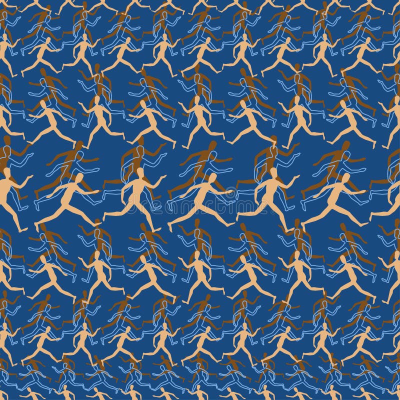 Seamless Background of Silhouettes Abstract Human Figures Running in ...