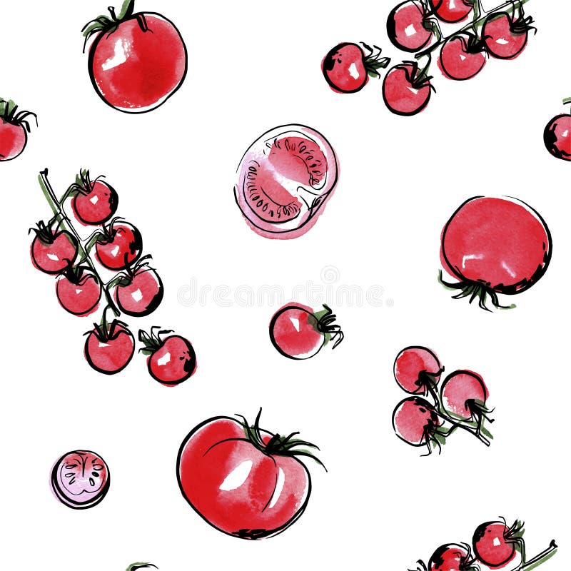Vector Pattern Sketch of Vegetables. Color Sketch of Food Stock Vector ...