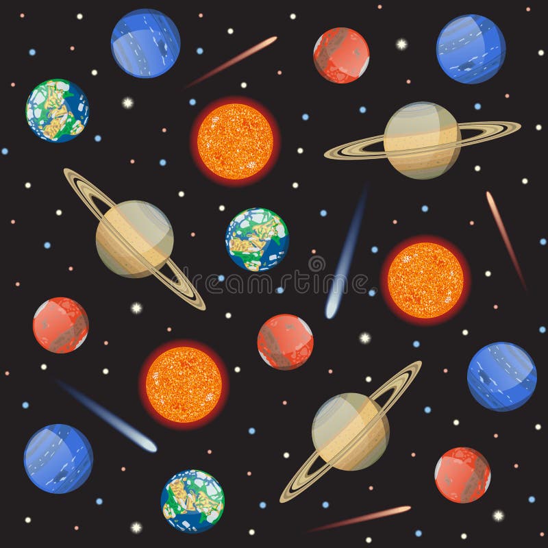 Vector Pattern Solar System with Planets Stock Vector - Illustration of ...