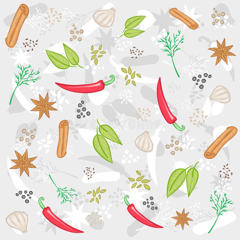 Vector Pattern with Spices, Vector Food Background Stock Vector ...