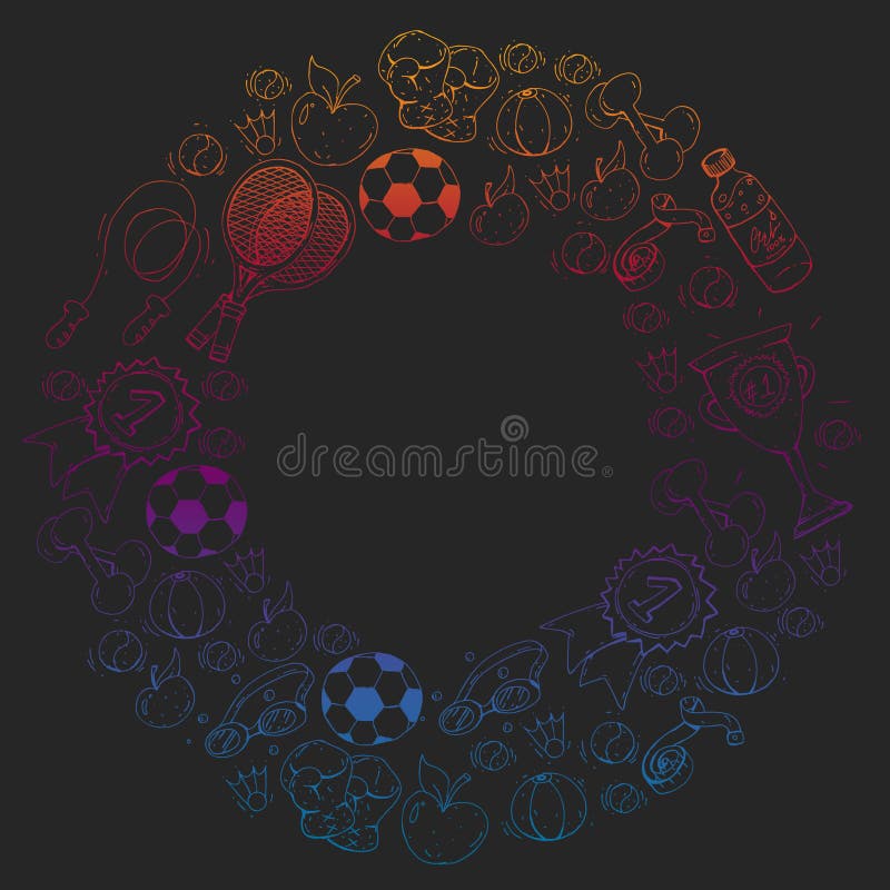 Vector Pattern with Sport Elements. Fitness, Games, Exercises. Stock ...