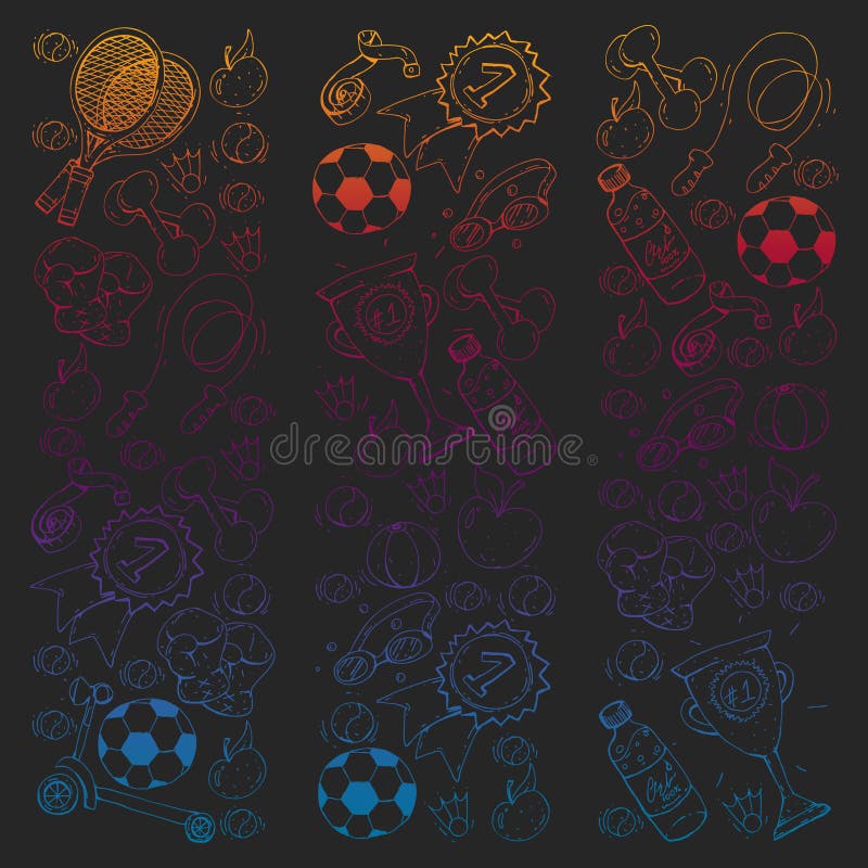 Vector Pattern with Sport Elements. Fitness, Games, Exercises. Stock ...