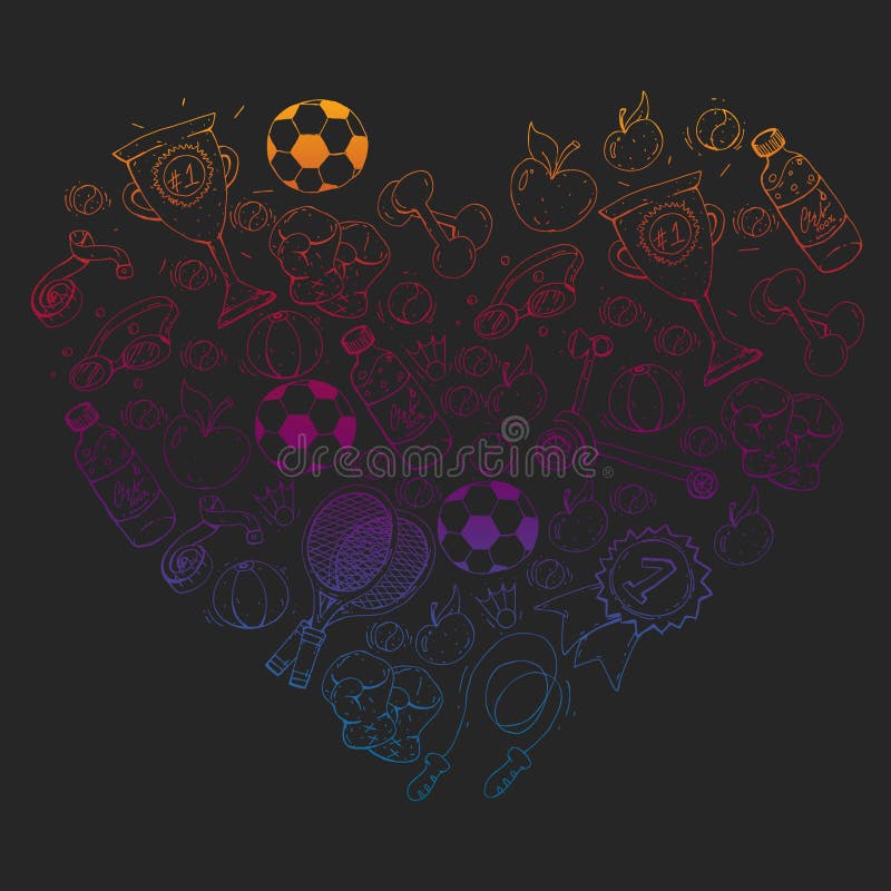 Vector Pattern with Sport Elements. Fitness, Games, Exercises. Stock ...